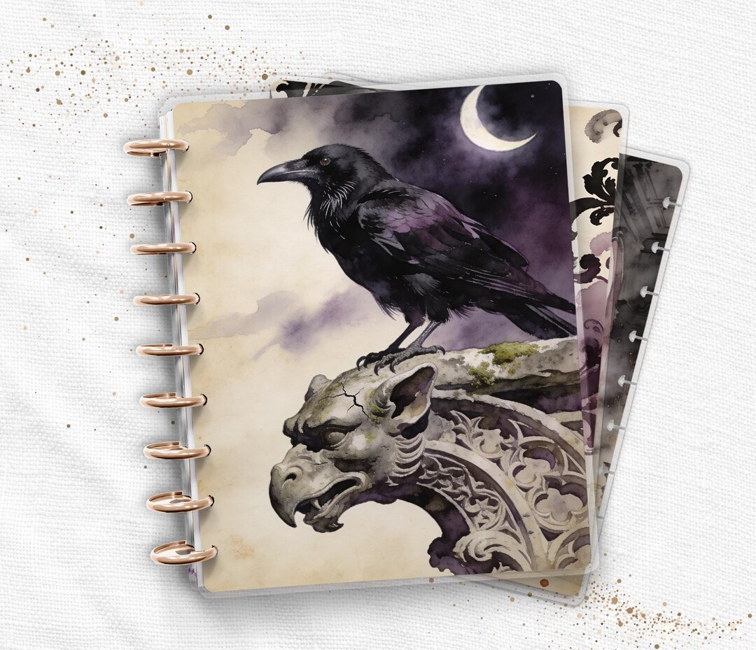 Gothic Raven Discbound Planner Cover Set Laminated for Happy Planner ...