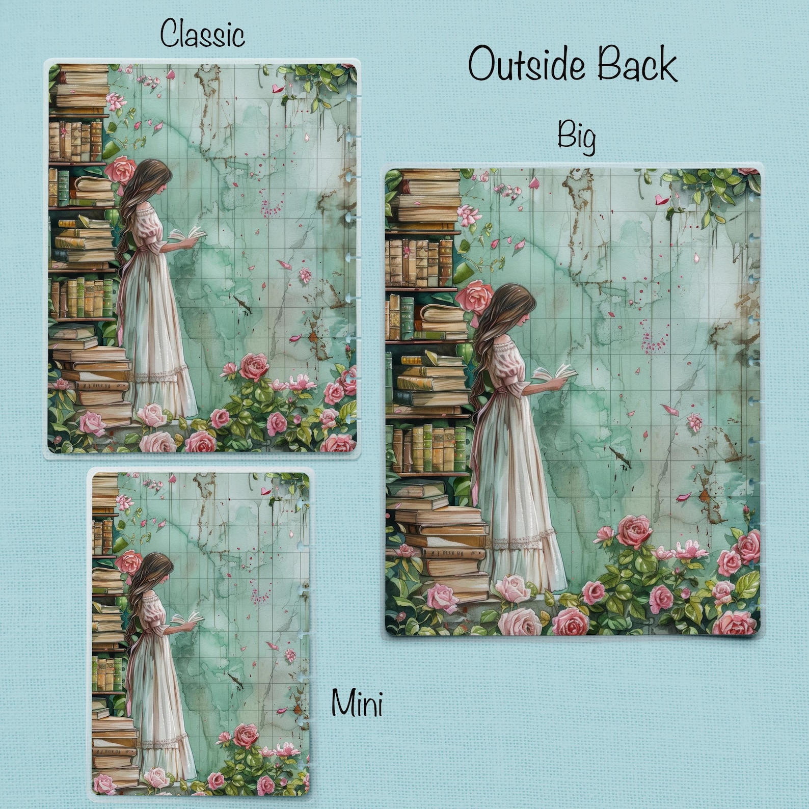 Green Books Planner Cover, Front Back Design, Classic Happy Planner ...