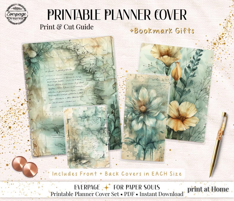 Printable Planner Cover Set | Happy Planner, TUL, EC, A5, A6 | Digital ...