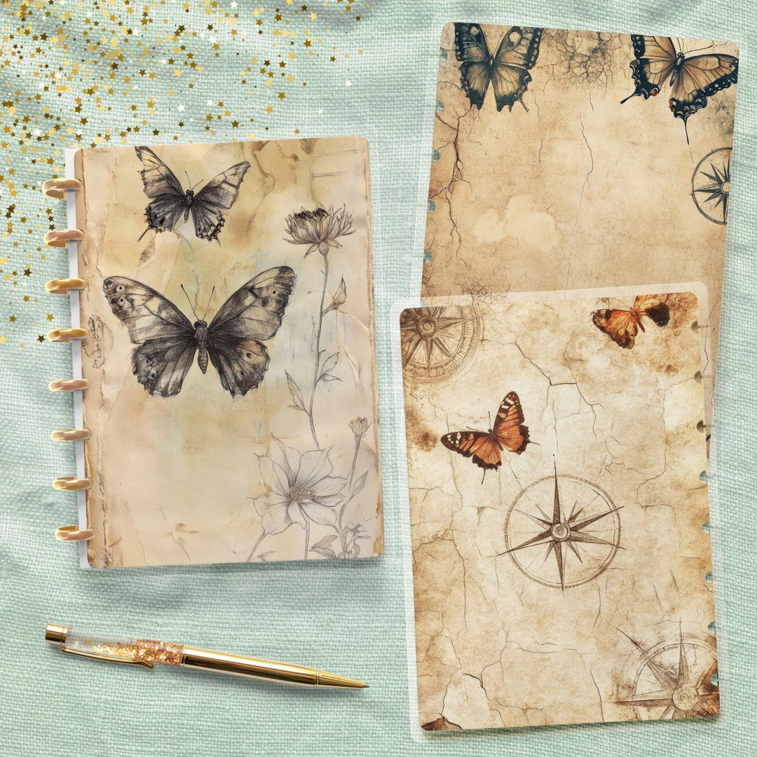 Moth Parchment TUL Planner Cover, Happy Planner Cover, Vintage Journal ...
