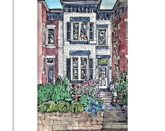 Custom House Portrait Pen&ink and Watercolor Original - Etsy