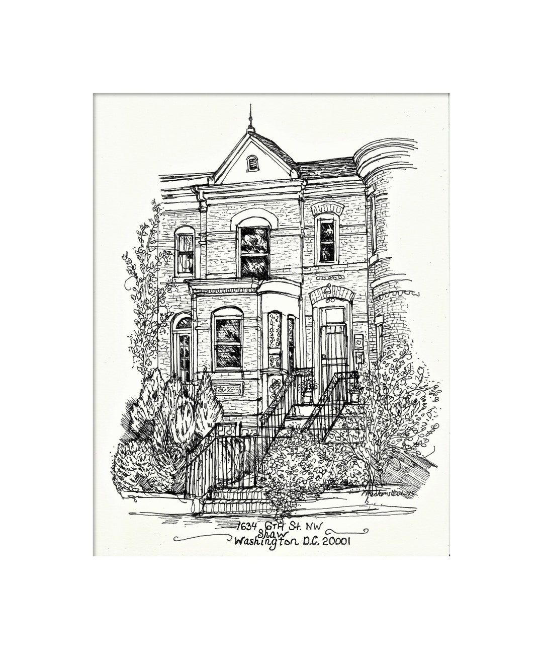 Townhouse House Portrait,watercolor House Painting,pen and Ink House ...