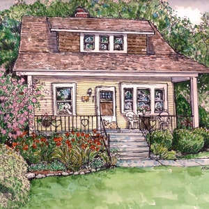 House Portrait Pen/ink and Watercolor Custom Hand-painted - Etsy