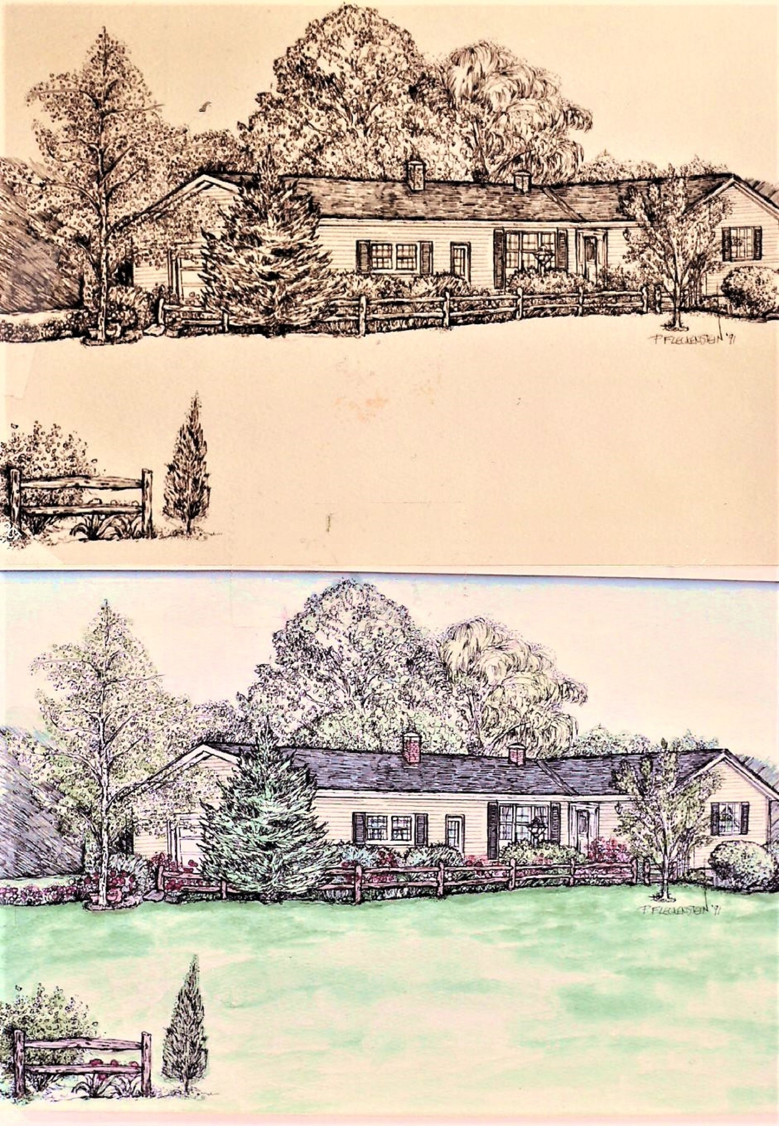 Hand-drawn Pen and Ink House Portrait / Custom Original Home - Etsy