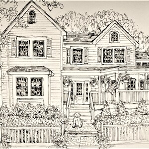 Pen and Ink Custom House Drawing, House Portrait From Photo, Handdrawn ...