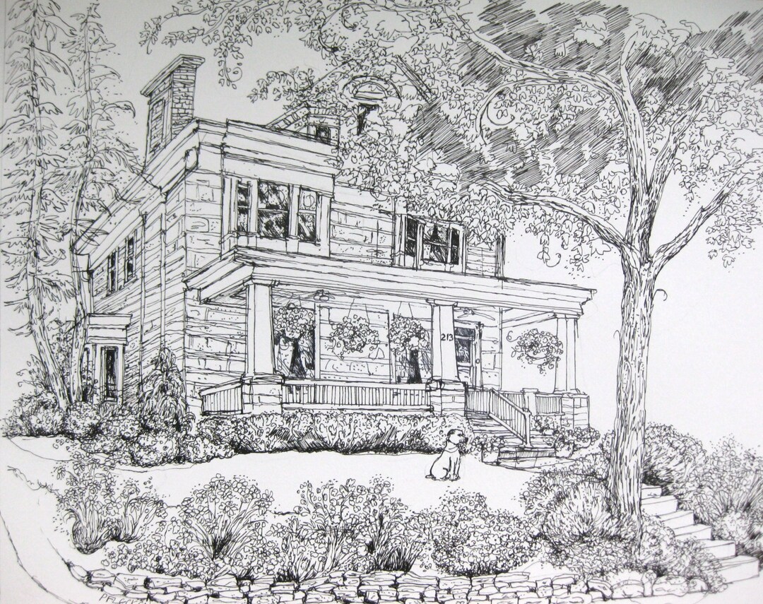 Pen and Ink House Drawing,custom House Portrait,home Rendering ...
