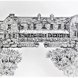 Pen and Ink Custom House Drawing, House Portrait, Handdrawn Original ...