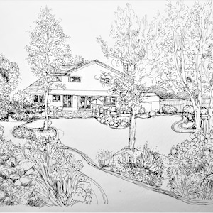 Pen and Ink Custom House Drawing, House Portrait, Handdrawn Original ...
