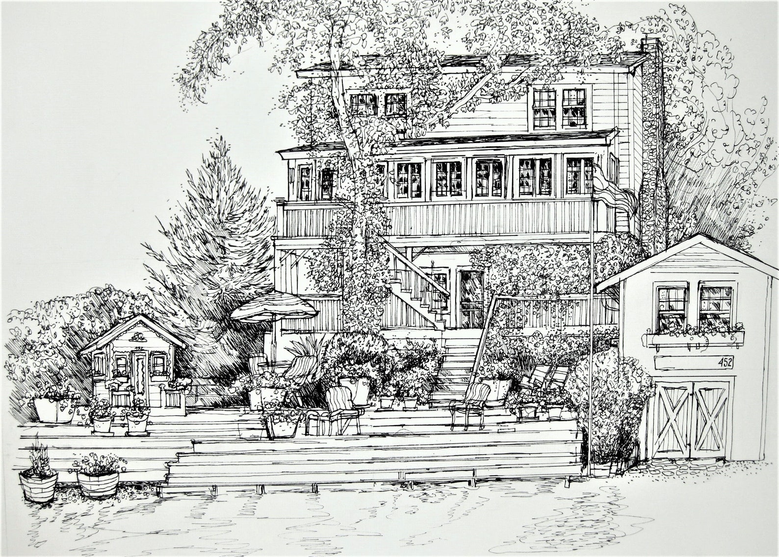 Hand-drawn Pen and Ink House Portrait / Custom Original Home - Etsy