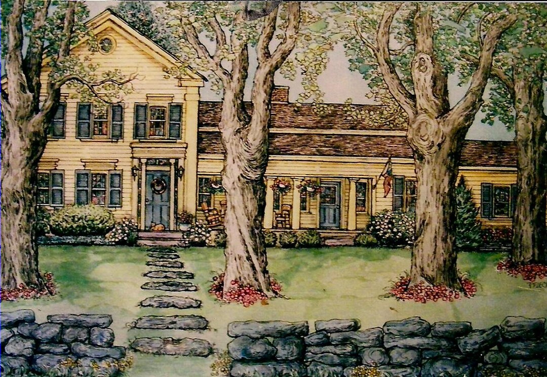 Custom House Portrait,handpainted Watercolor,hand Drawn Pen and Ink ...