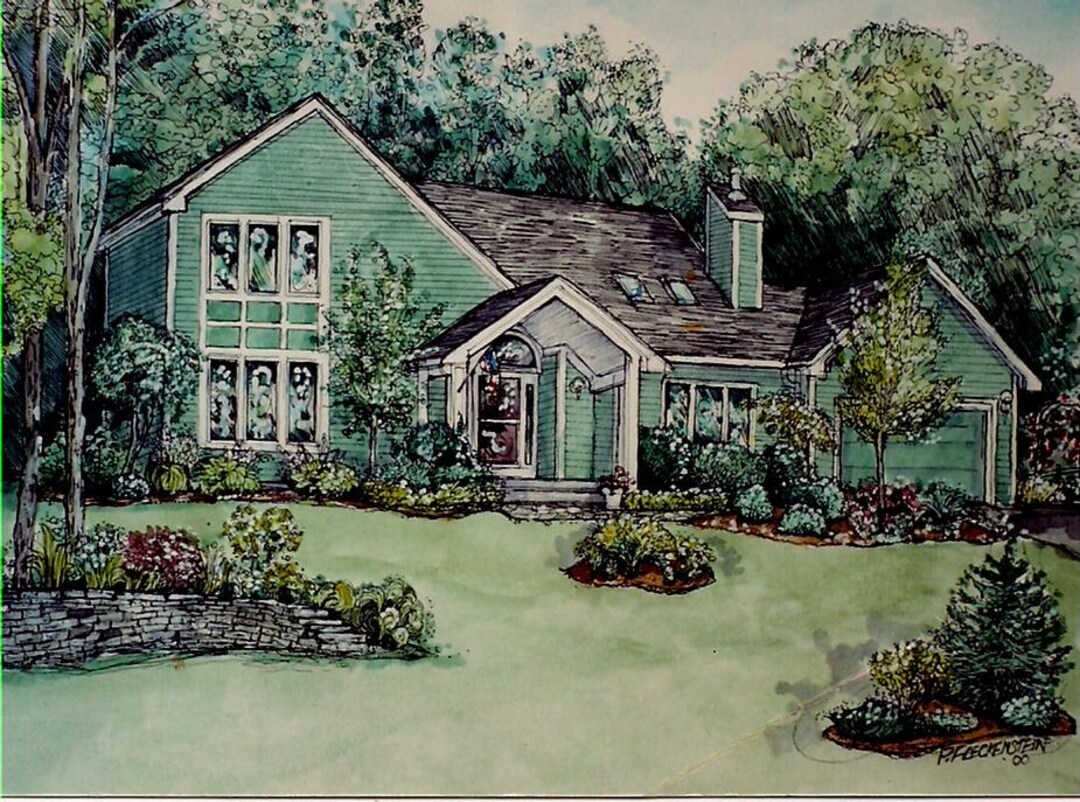 House Portrait Pen/ink and Watercolor Custom Hand-painted Portrait of ...