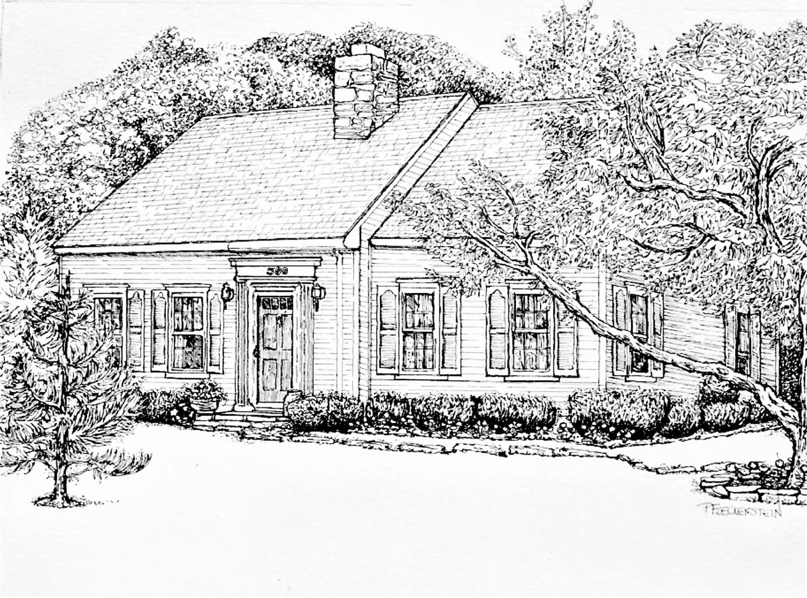 Pen and Ink Custom House Drawing House Portrait Handdrawn - Etsy