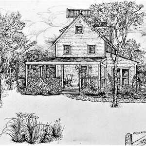 Pen and Ink Custom House Drawing, House Portrait, Handdrawn Original ...