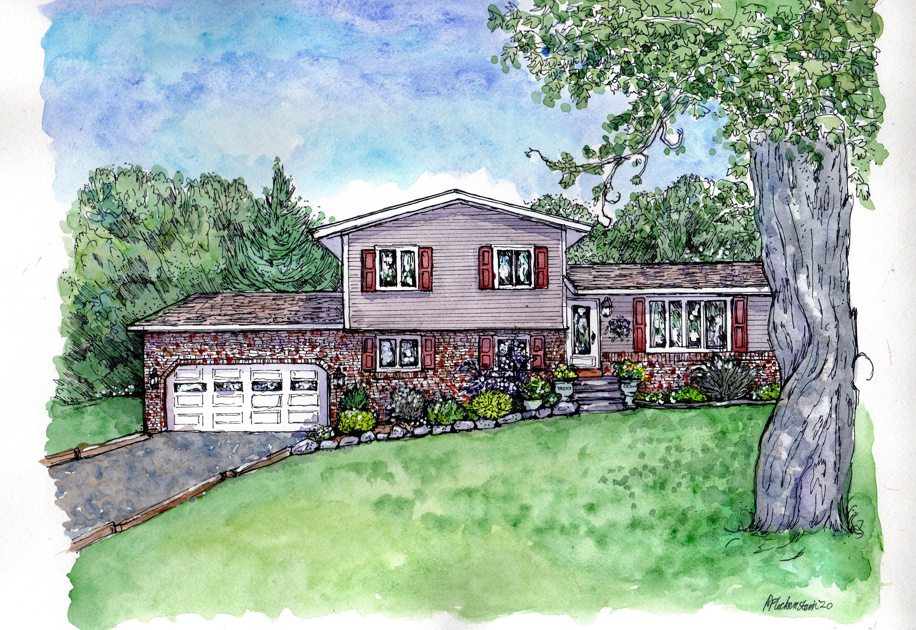 Custom Watercolor House Portrait, Hand-painted Home Drawing, Moving ...