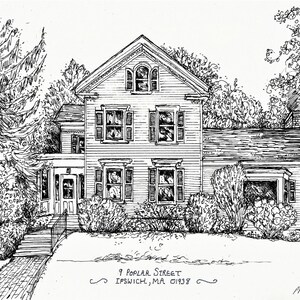 Pen and Ink Custom House Drawing, House Portrait, Handdrawn Original ...
