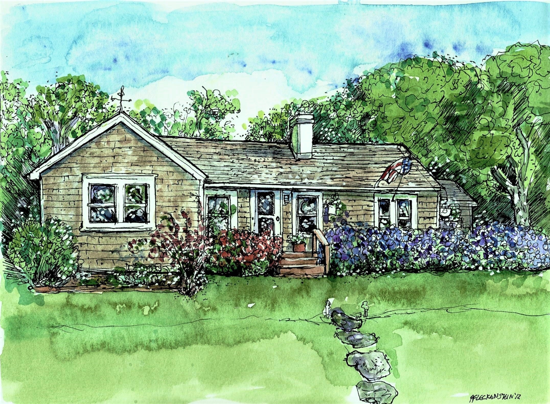 Custom Watercolor House Portrait, Hand-painted Home Drawing, Moving ...