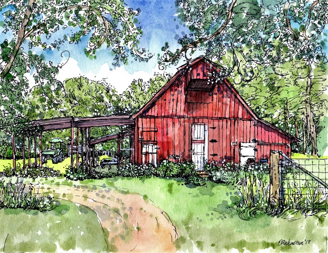 Custom Barn and Farm Portrait ,house Portrait,original Custom ...