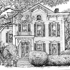 Pen and Ink Custom House Drawing, House Portrait, Handdrawn Original ...