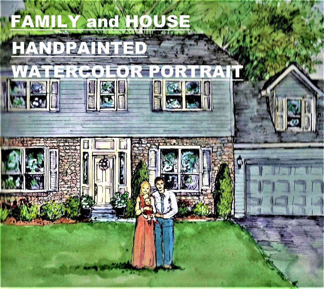 Custom Handpainted House Portrait, Pen Ink Watercolor Artwork - Etsy