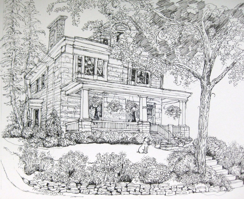 Pen and Ink House Drawingcustom House Portraithome - Etsy