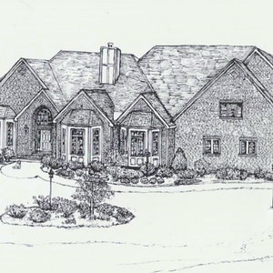Pen and Ink Custom House Drawing, House Portrait, Handdrawn Original ...