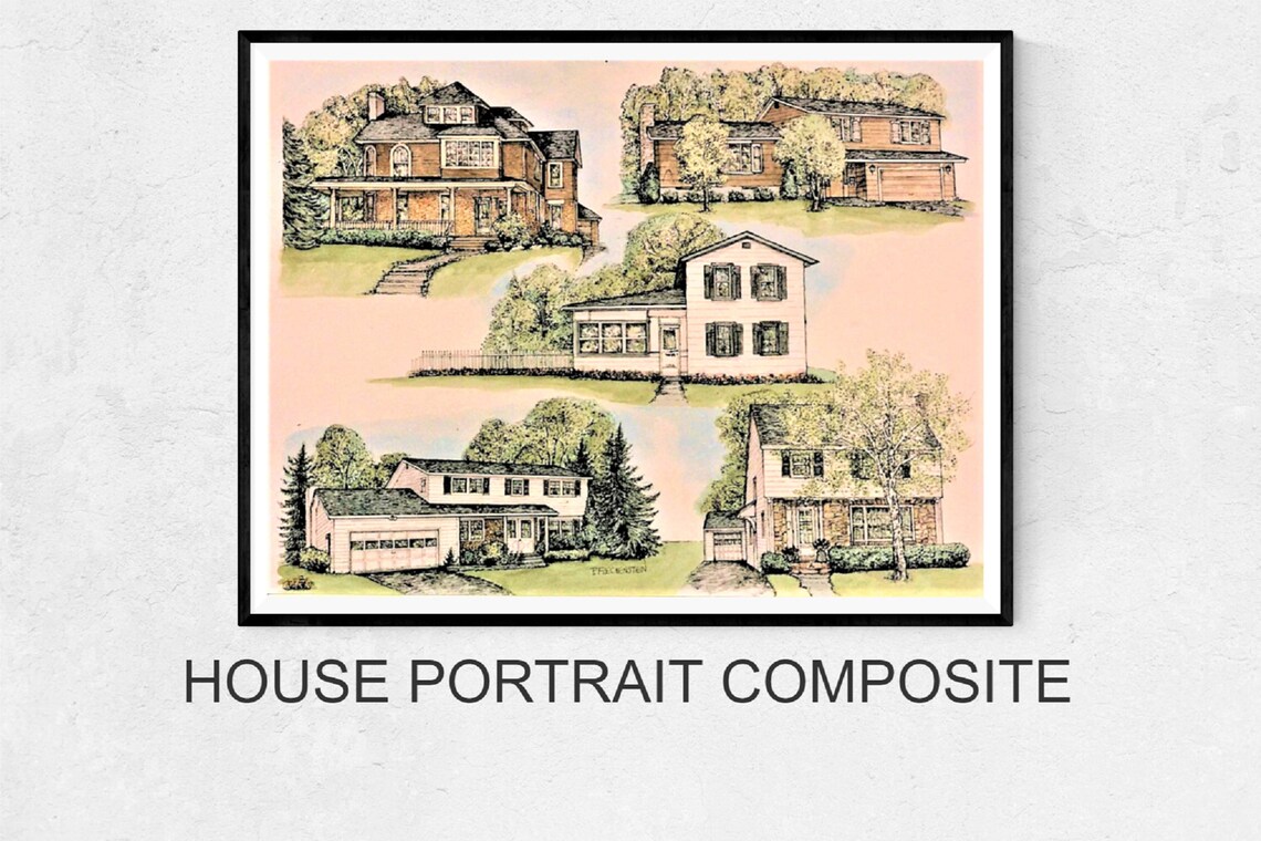 Custom House Portrait Montage in FIVE VIEWS Custom - Etsy