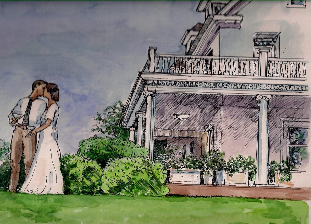 Wedding Church Painting, Our Wedding, Watercolor Church Portrait ...
