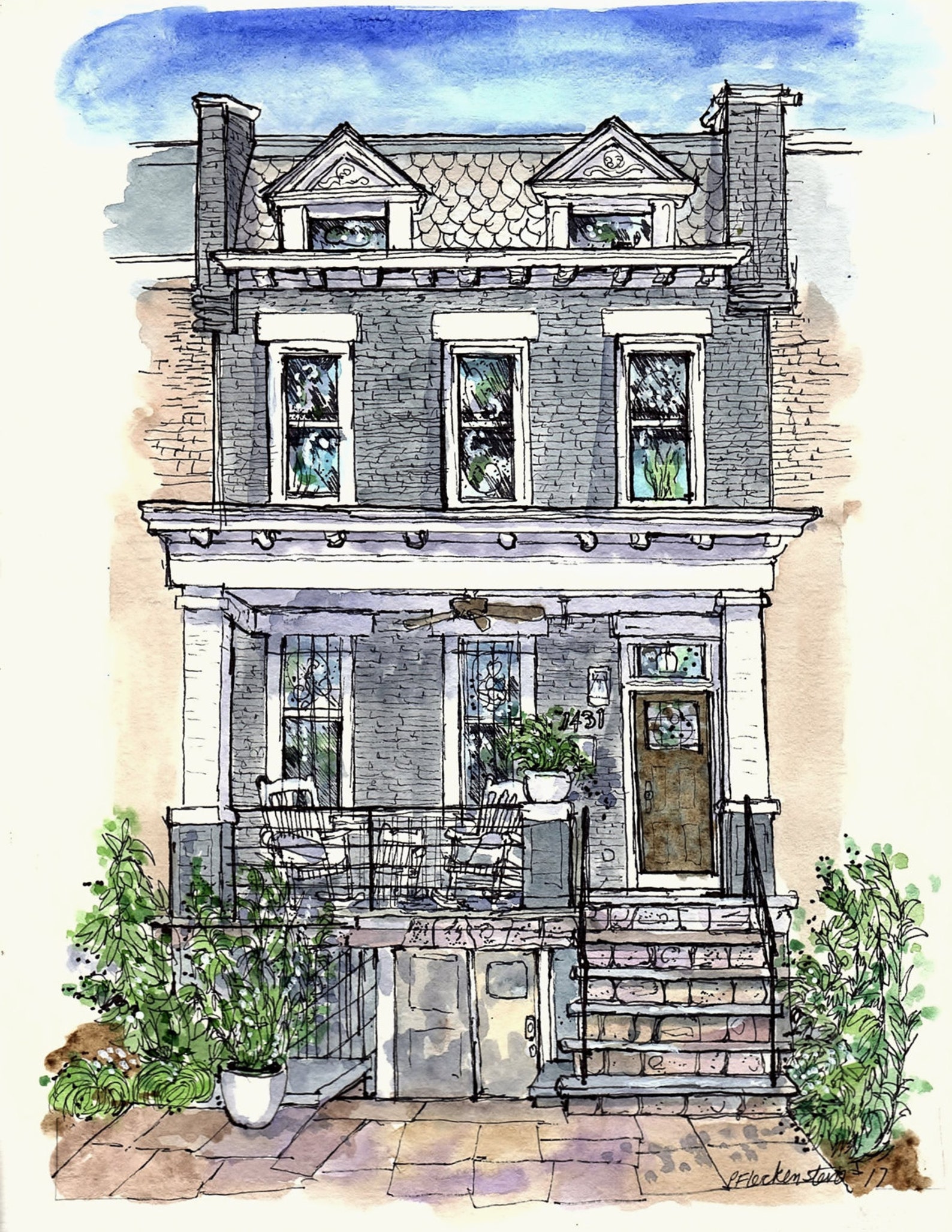 Handpainted Portrait of Househome Renderinghouse Drawing | Etsy