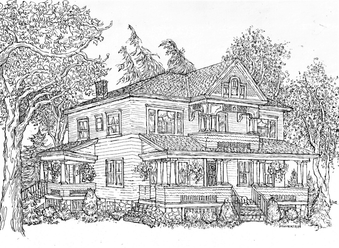 Pen and Ink HOUSE PORTRAIT, Hand Drawn House Portrait, Custom House ...