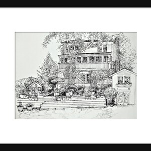 Hand-drawn Pen and Ink House Portrait / Custom Original Home Sketch ...