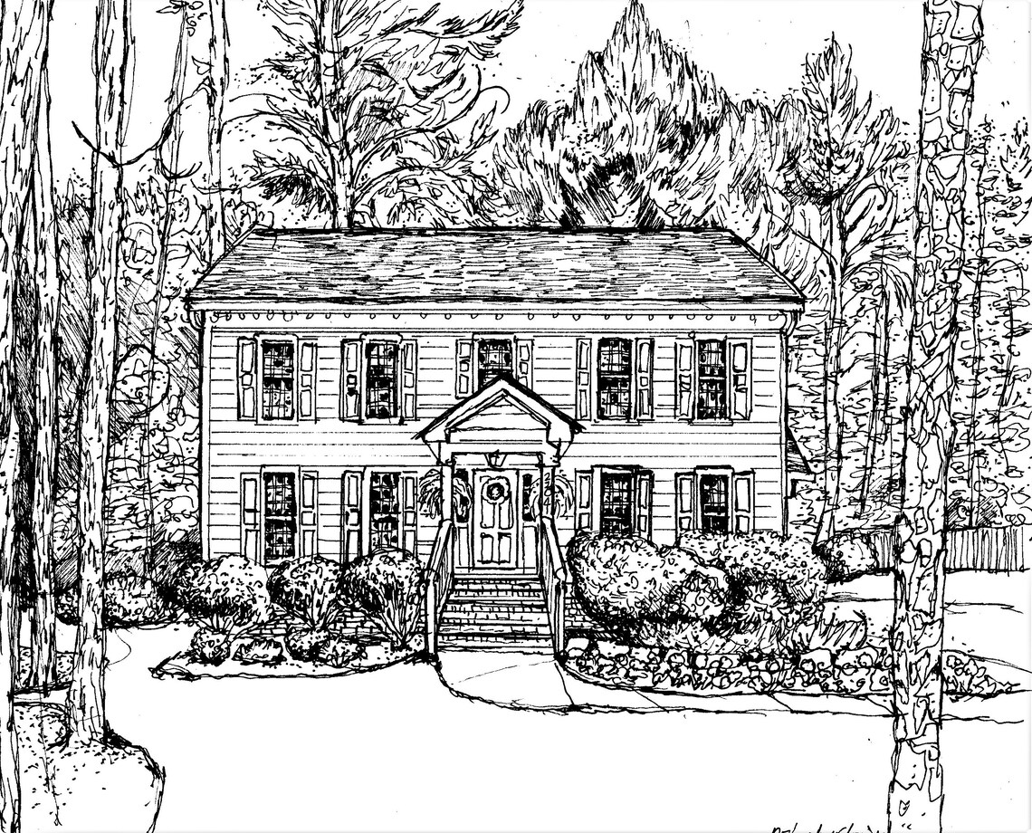 Hand-drawn Pen and Ink House Portrait / Custom Original Home - Etsy