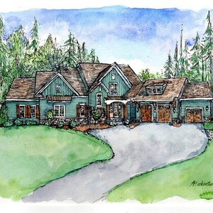 Housewarming New Home House Portrait , Custom House Portrait ...