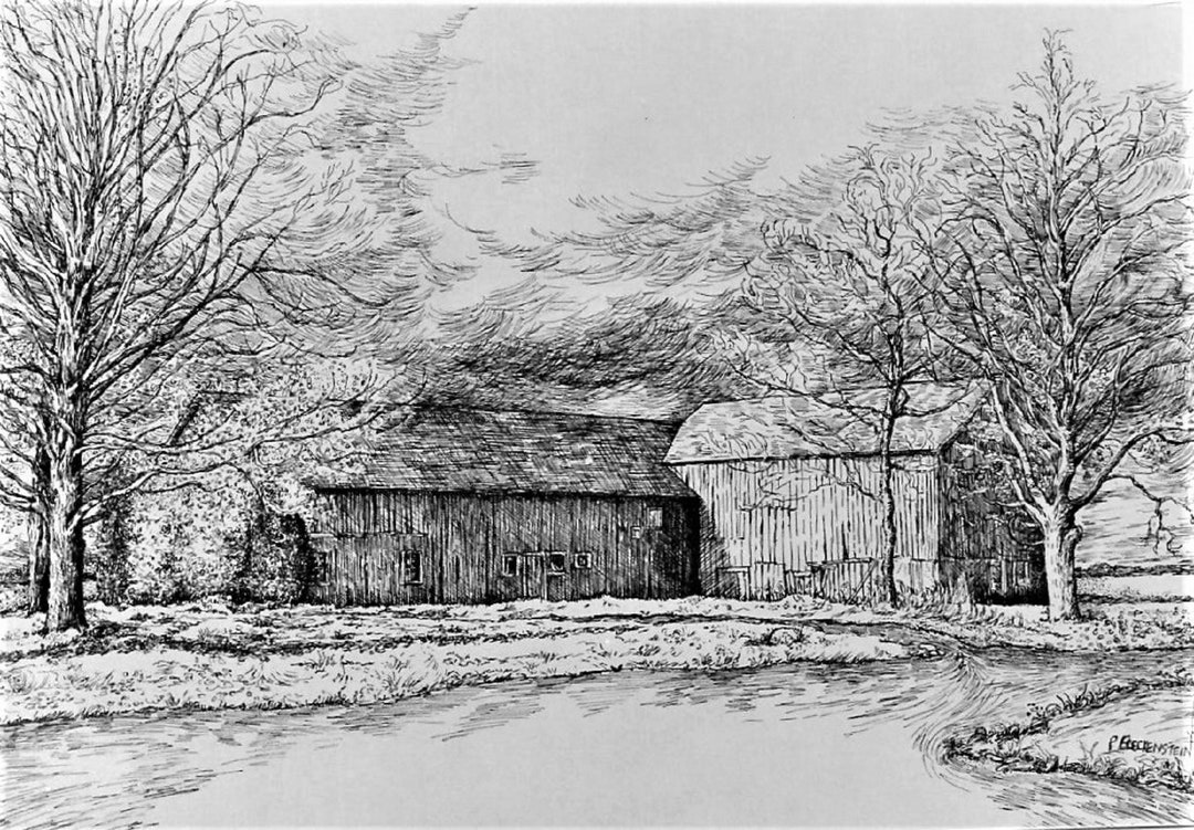 Pen and Ink Custom Drawing of Homes, Barns, Farms, Handdrawn Original ...