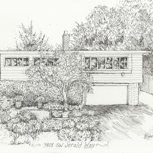 Pen and Ink Custom House Drawing, House Portrait, Handdrawn Original ...