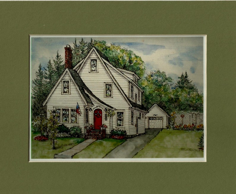 Watercolor of Our Home Pen and Ink House Drawing Original - Etsy