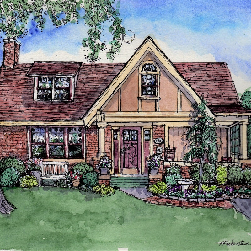 House in Space Painting - Etsy