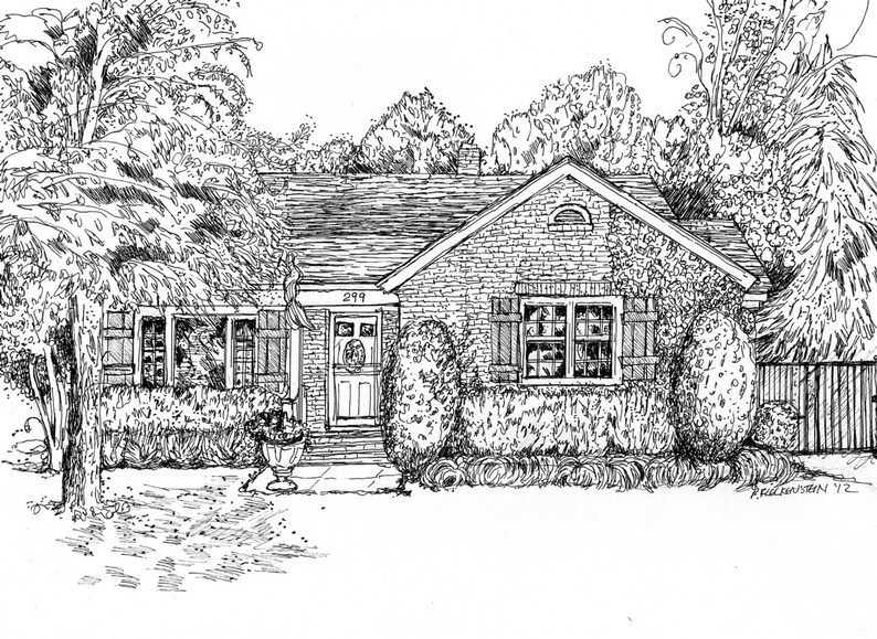 Pen and Ink House Drawing Custom House Portrait Hand-drawn - Etsy