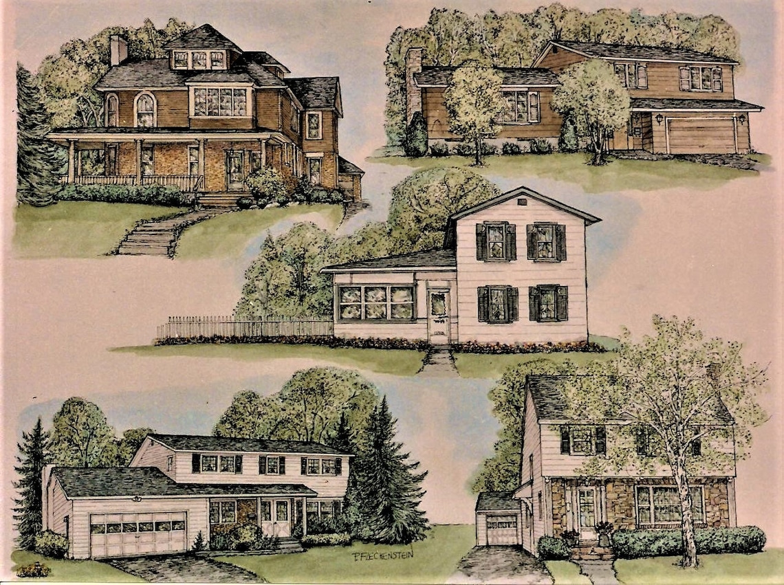 Custom House Portrait Montage in FIVE VIEWS Custom - Etsy