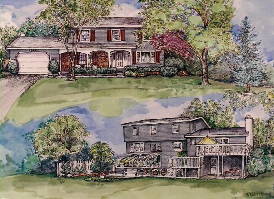 Custom House Portrait of Our Home in 2 Views, Handpainted Watercolor ...
