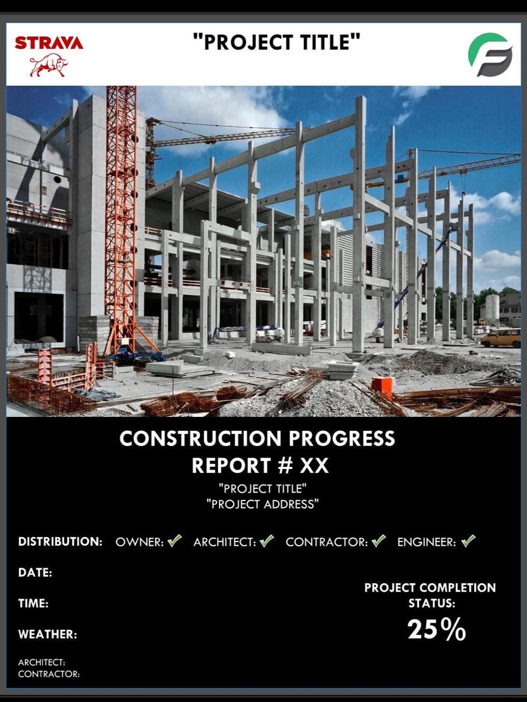 Editable Construction Progress Report Template Project Field Report ...