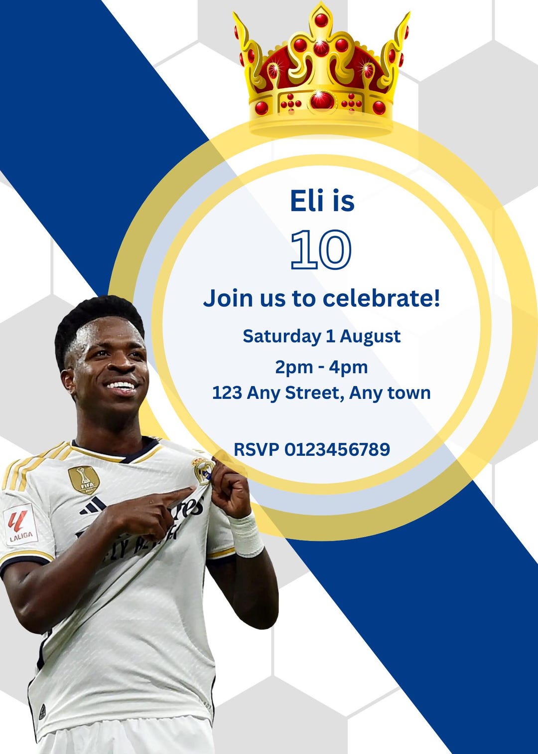 Vini Jr Digital Invitation Template - Football Party Editable - Soccer ...