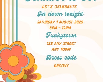 1975 Vinyl Party Invitation Template, Retro 70s Birthday Invite ...