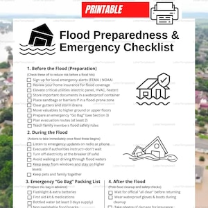 Flood Emergency Preparedness Checklist | Printable PDF | Household ...