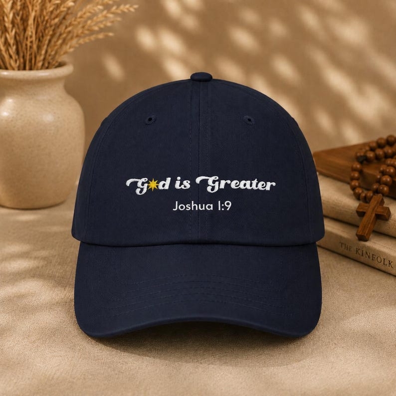 Embroidered God is Greater Hat | Joshua 1:9 Christian Baseball Cap - Etsy