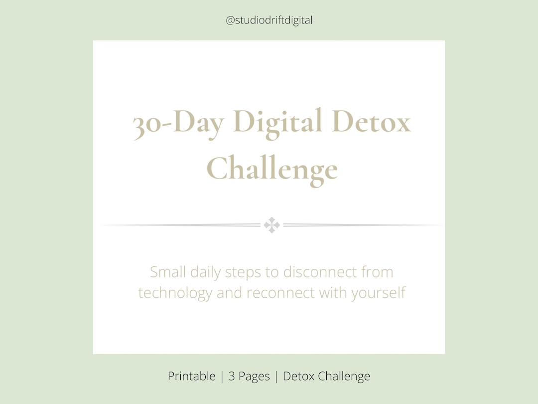 30-day Digital Detox Challenge Printable | Minimalist Screen Time ...
