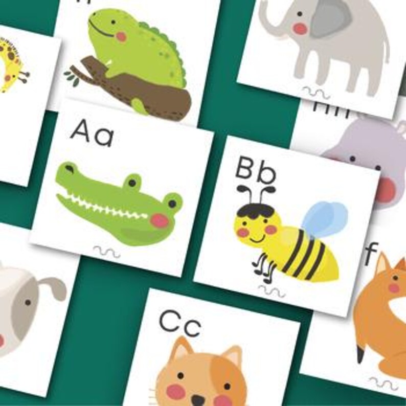 A-Z Animal Alphabet Letter Block Cards (english) - Etsy