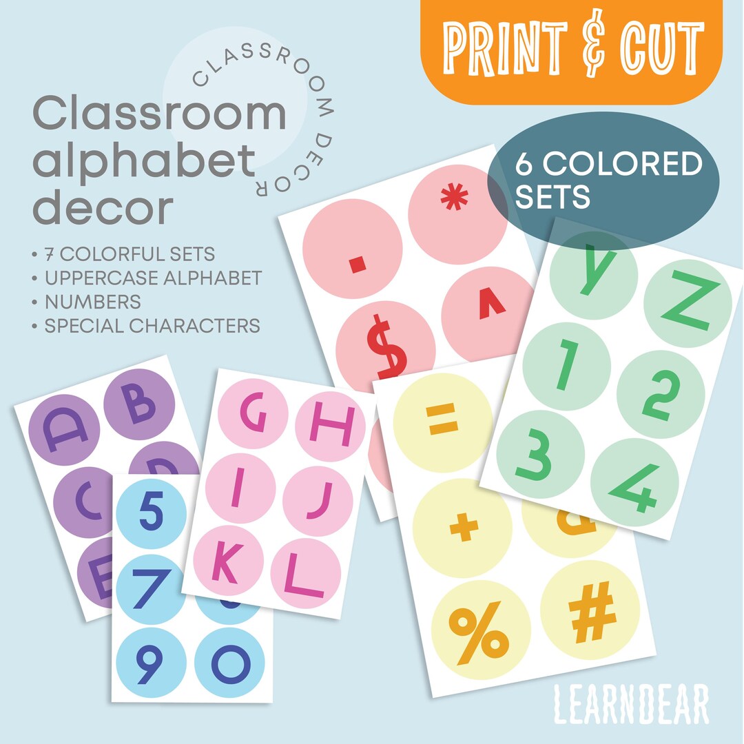 Colorful Alphabet & Number Circle Classroom Decor – 6 Color Sets! - Etsy
