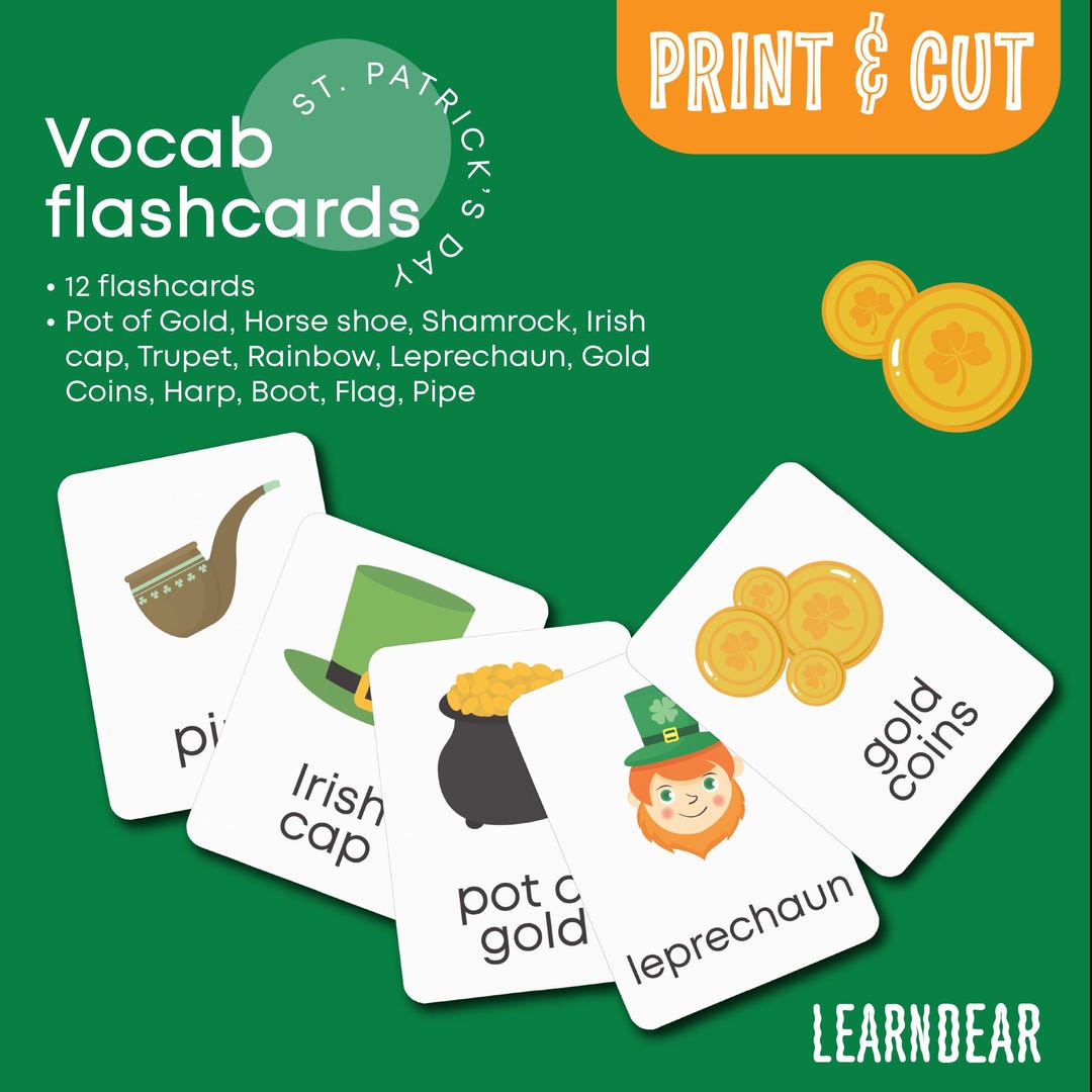 St. Patrick’s Day Vocabulary Flashcards – Fun & Festive Word Learning ...