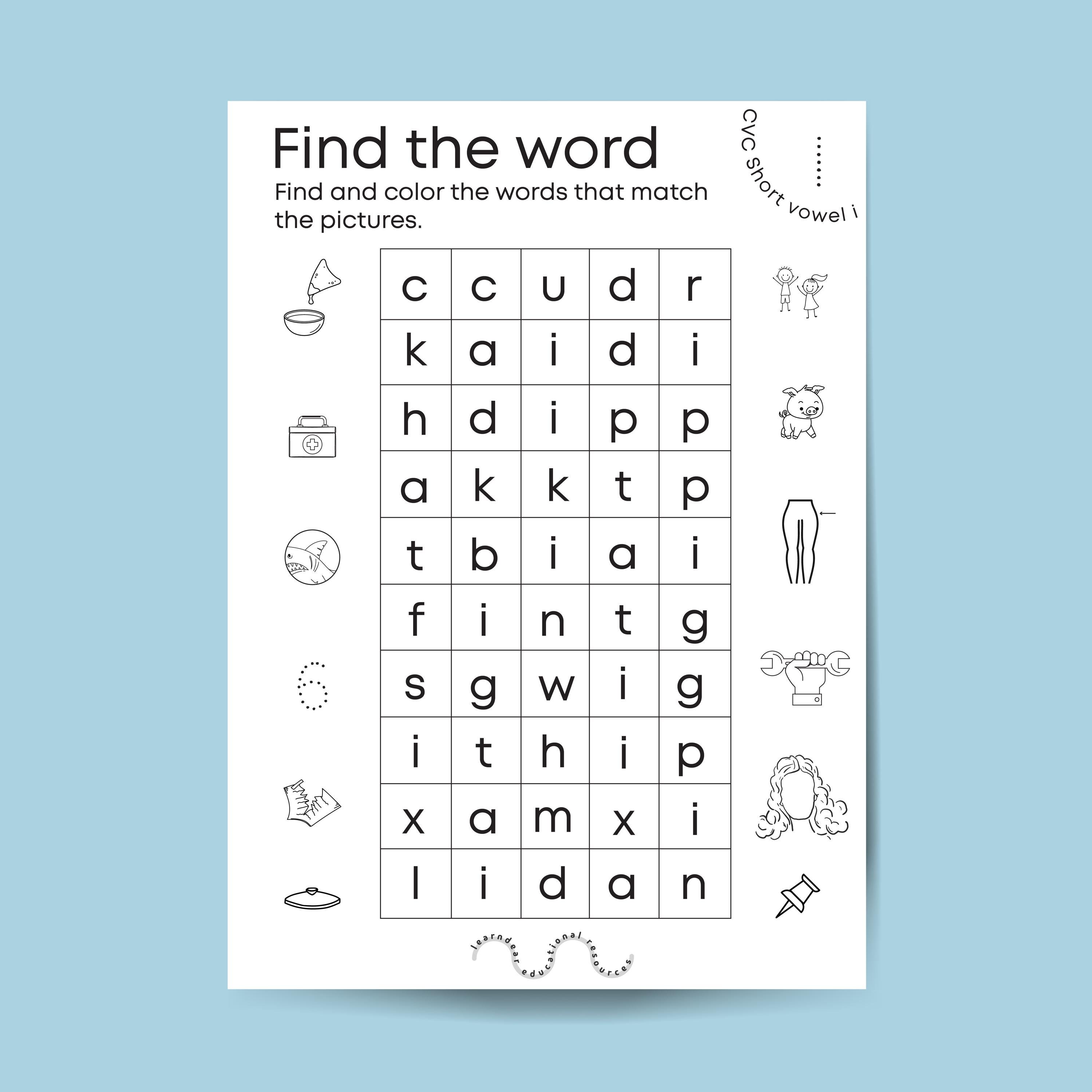 CVC Short Vowel 'i' – 6 Printable Phonics Worksheets - Etsy