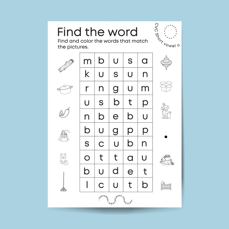 CVC Short Vowel 'o' Worksheets – 6 Printable Phonics Worksheets - Etsy